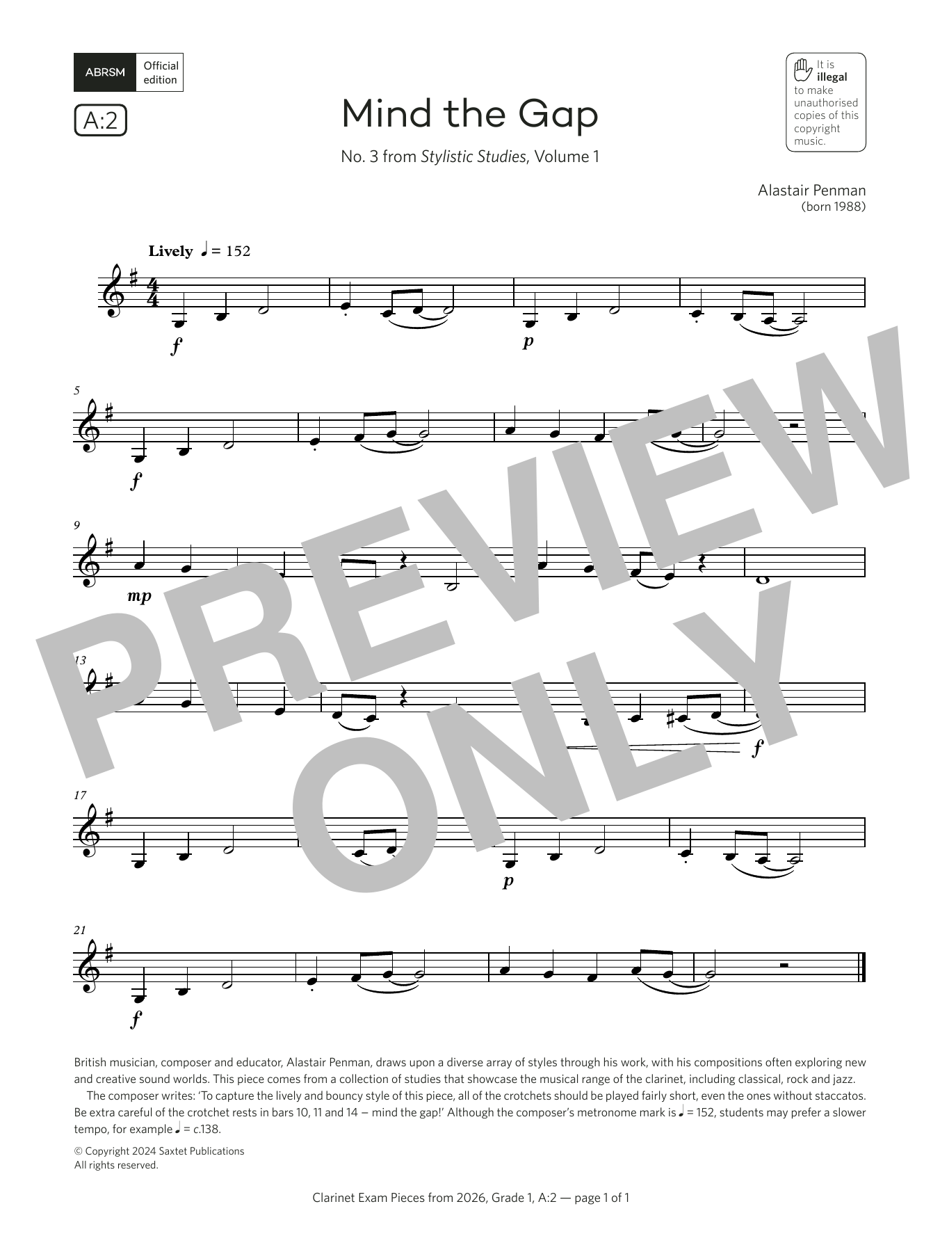 Alastair Penman 'Mind the Gap (Grade 1, list A2, from the ABRSM ...
