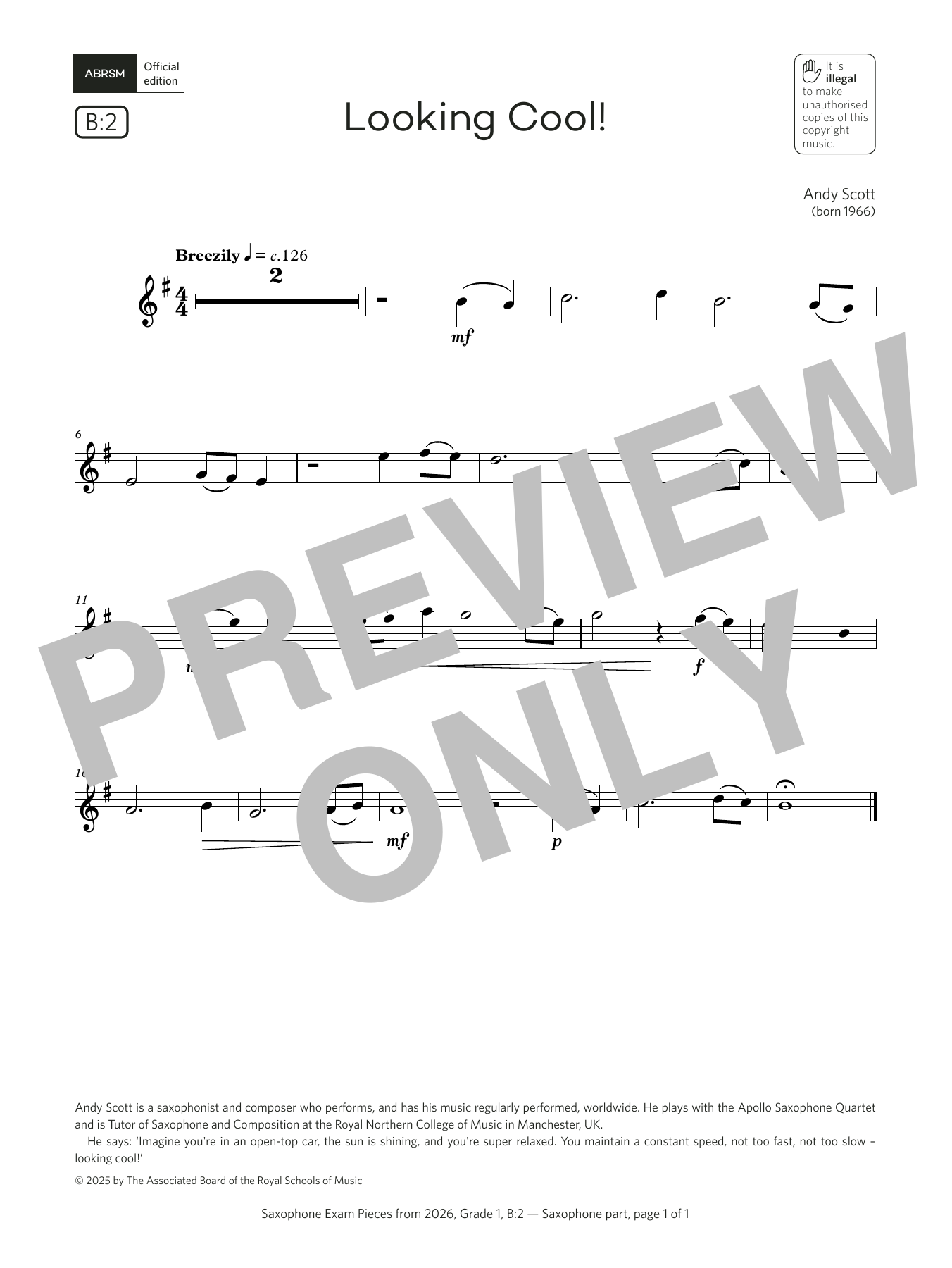 Andy Scott 'Looking Cool!' Sheet Music: Download Printable PDF for Alto ...