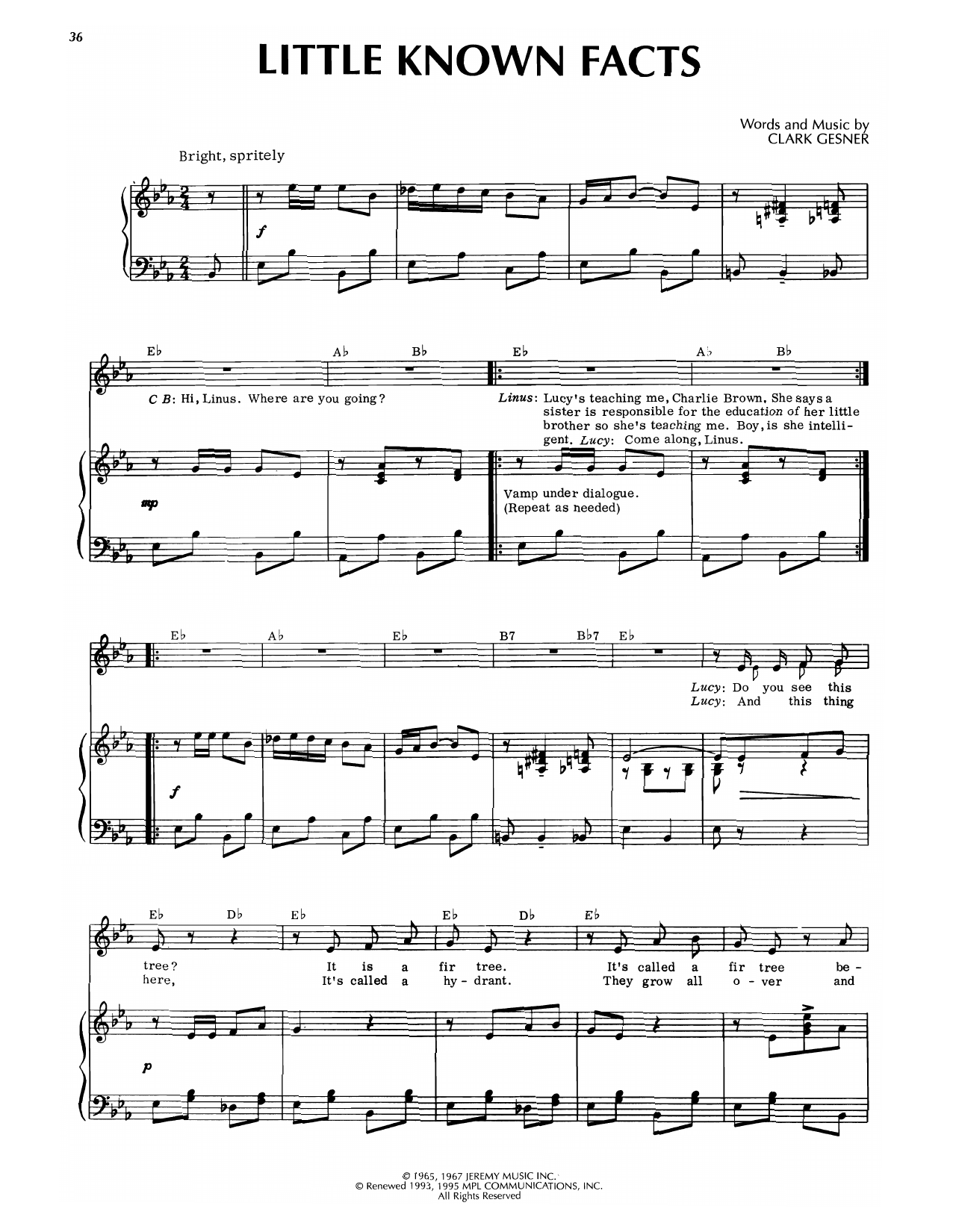 Clark Gesner 'Little Known Facts' Sheet Music: Download Printable PDF ...