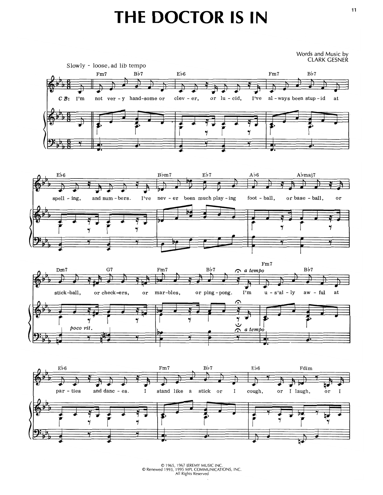 Clark Gesner 'The Doctor Is In' Sheet Music: Download Printable PDF for ...