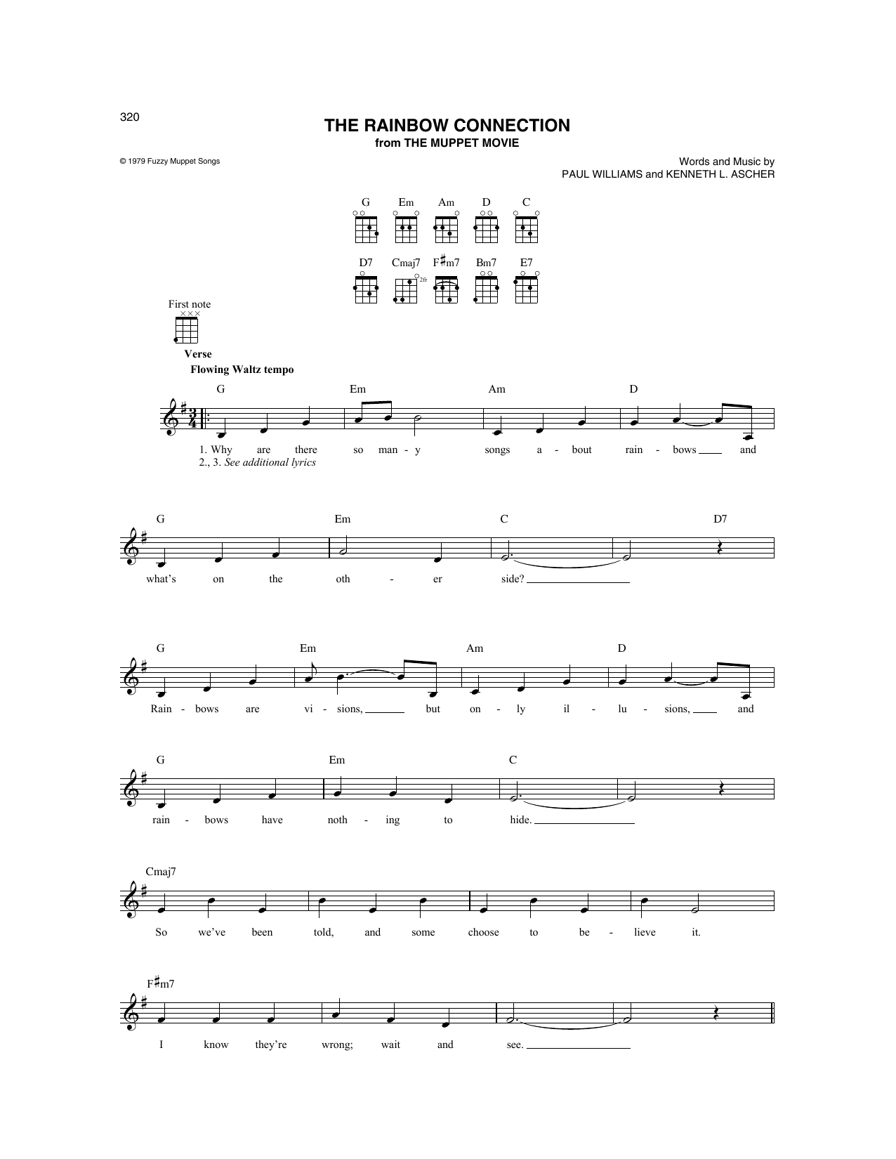 Paul Williams 'Rainbow Connection' Sheet Music: Download Printable PDF ...