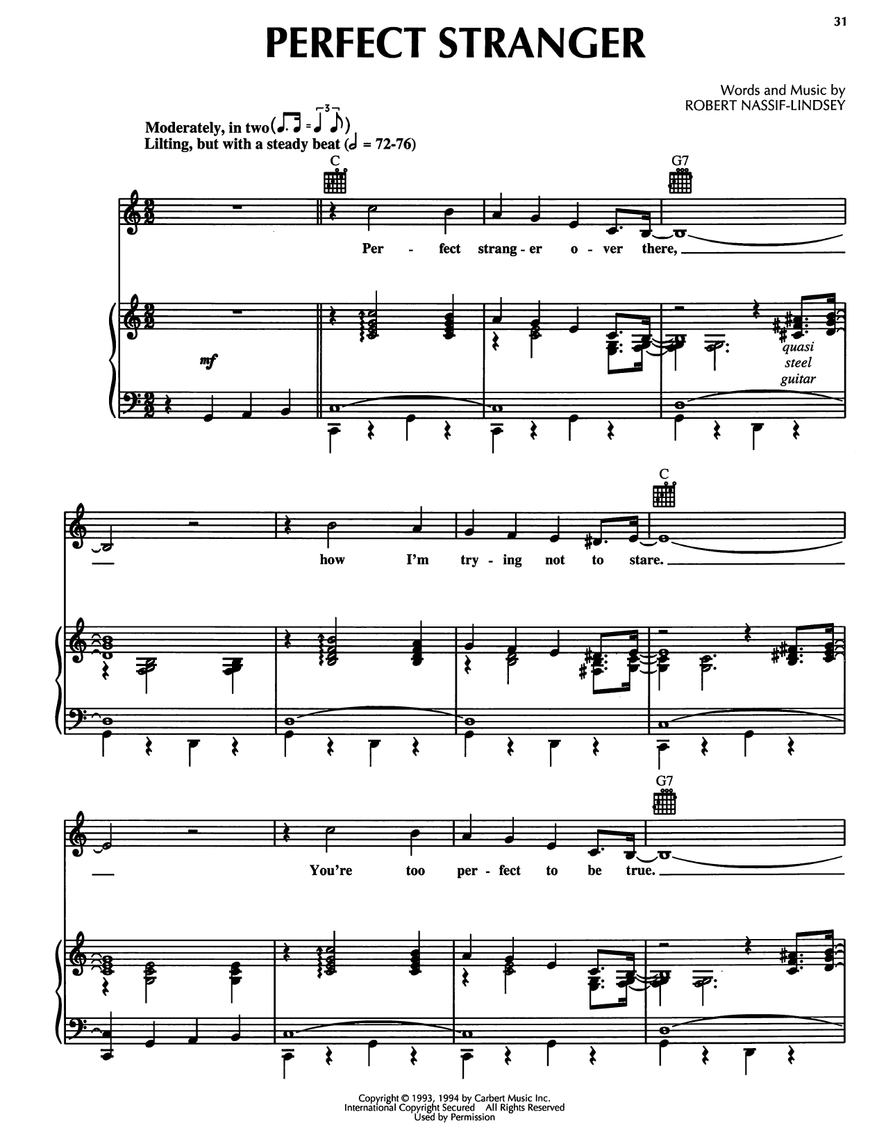 Robert Nassif-Lindsey 'Perfect Stranger' Sheet Music: Download ...